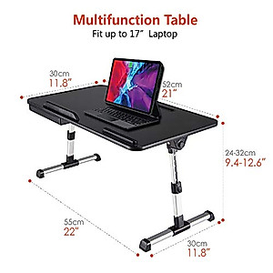 Lap Desk for Laptop,BUILDEC Adjustable Laptop Stand for Desk with Storage Drawer,Foldable Legs Standing Lap Table for Reading, Eating, Working, Writing, Gaming and Drawing in Bed Sofa Couch Floor…