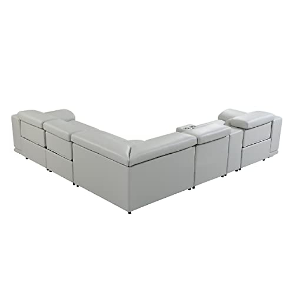 Blackjack Furniture Venice 6 Piece Sectional Sofa with 3-Power Recliners, Features Adjustable Headrest, Lumbar Support, USB and Wireless Charging Station, Extra Large Storage, 1 Console, Light Grey