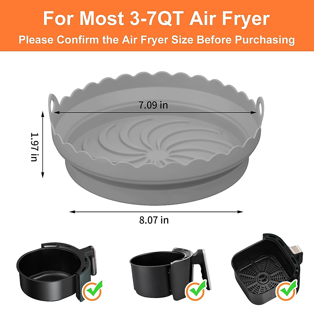 Air Fryer Silicone Liners for Ninja Air Fryer, Air Fryer Silicone Pot for Ninja AF101 Air Fryer and Ninja Air Fryer Pro 4-in-1 with 5 QT Capacity