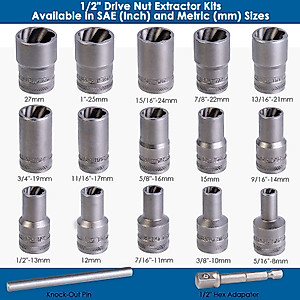 THINKPRO 17 PCS Impact Bolt & Nut Remover Set,Upgraded Bolt Extractor Kit,Stripped Lug Nut Remover, Extraction Socket Set for Removing Damaged, Frozen, Rusted, Rounded-Off Bolts, Nuts & Screws