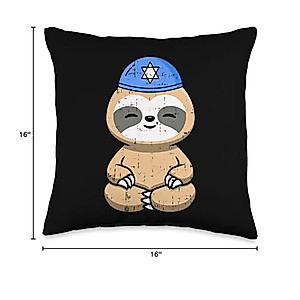 Hanukkah Cloths Sloth Men Women Kids Gifts Jewish Sloth Hanukkah Chanukah Star of David Men Women Kids Throw Pillow, 16x16, Multicolor
