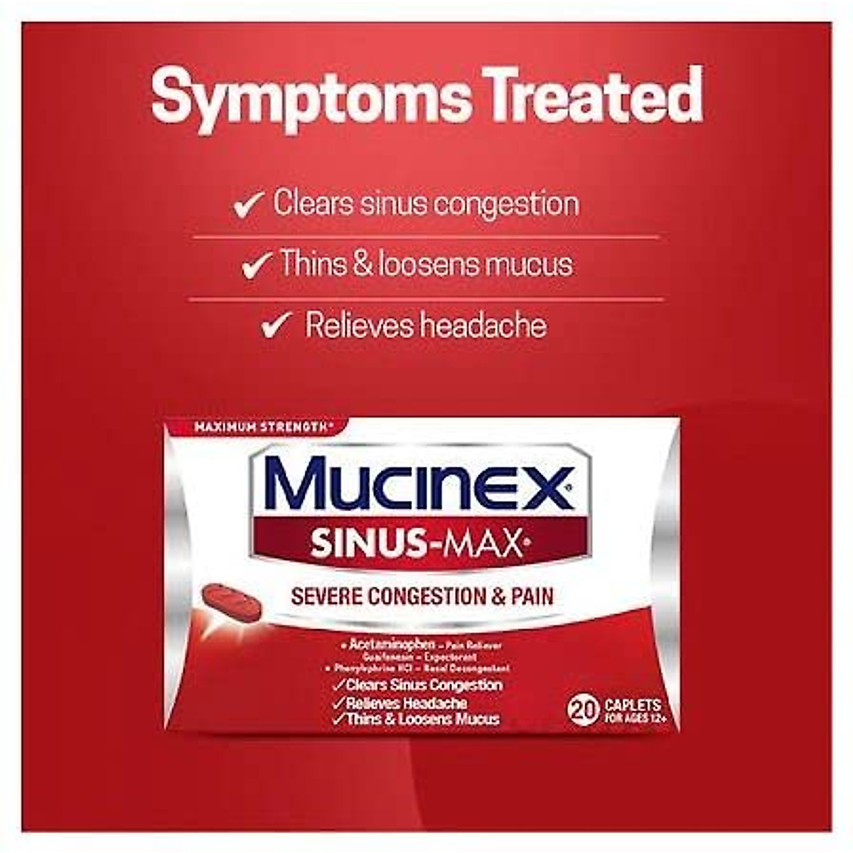 Sinus-Max Congestion & Pain Caplet (20 Count (Pack of 2))