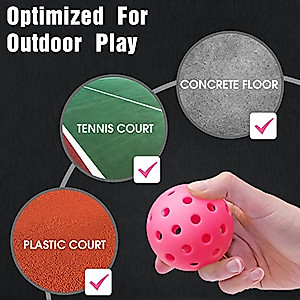 Vvinca Pickleballs 6 Pack Pickleball-Balls Meet USAPA Requirement 40 Holes Outdoor-Pickleballs, Double Tone Luminous Green Blue Pink Tangerine Yellow