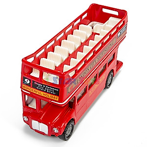 London Double Decker Bus Open Top, Red - Motormax 76008 - 4.75" Diecast Model Toy Car