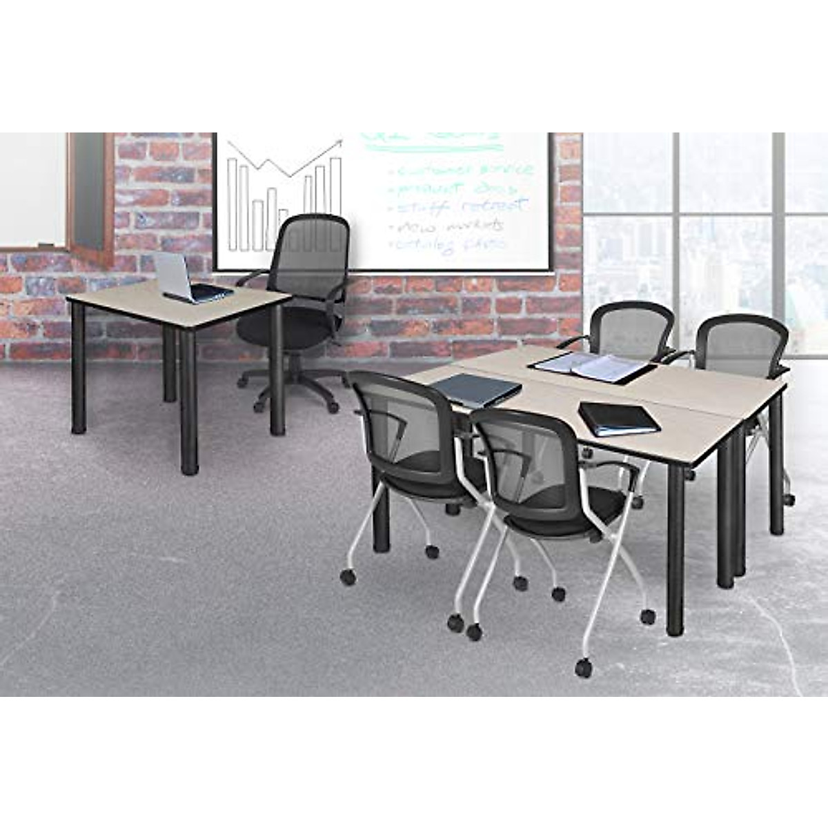 Kee 30" Square Breakroom Table- Maple/ Black