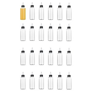 24PCS 2oz Clear Dispensing Bottles, Plastic Squeeze Bottles with Twist Top Caps for Oils Inks Liquids, Household Round Squeeze Bottles for Crafts Kitchen Food Making