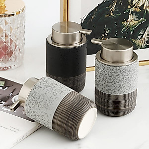 Ceramic Foam Hand Soap Dispenser, 12Oz Countertop Lotion Dispensers for Bathroom with Easy-to-Press Pump, Refillable Liquid Lotion Hand Soap Dispenser, Dish Soap Dispenser for Kitchen