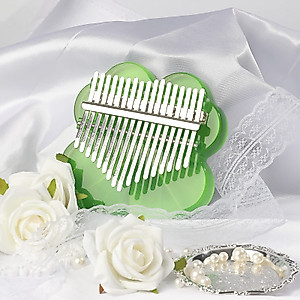 HYEXD Kalimba Thumb Piano 17 Keys Clover Kalimba Green Acrylic Kalimba Finger Thumb Piano Mbira Tuning Hammer
