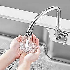 Flybath Kitchen Sink Faucet Aerator Bathroom Basin Sprayer Dual-function 2-Flow Faucet Tap Attachment Extended Splash Proof 360° Swivel Water Bubbler Nozzle Filter, Brass Polished Chrome