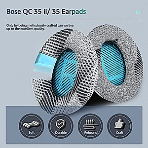 Wzsipod Cooling-Gel QuietComfort 35 / QC 35ii Replacement Ear Pads for Bose Headphones, Compatible with Bose QC45 QC35 QC25 QC2 QC15/ Around-Ear 2 AE2i AE2w/ SoundTrue & SoundLink Series (Grey Fabric)