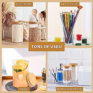 Tyniaide Glass Storage Jars with Airtight Lids 26oz, Set Of 4 Glass Airtight Food Storage Containers, Clear Glass Food Canister for Coffee, Candy, Cookie, Rice, Sugar, Flour, Pasta, Nuts - Bamboo Lids