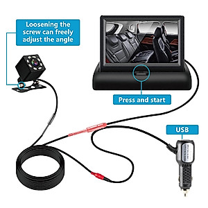 EVERSECU Baby Car Mirror Camera Monitor, 4.3'' HD LCD Car Mirror Display Monitor, Car Safety Seat Mirror Camera Monitor with Wide Crystal Clear View, Night Vision, Easily Watch Your Baby