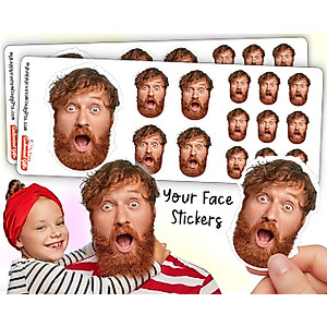 Customized Face Stickers - Portrait | Sheet with 14 Stickers | Personalized - Picture Decals | Waterproof | Funny Photo Stickers | Fancy Gift Idea