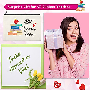 Saintrygo 18 Pcs Christmas Teacher Appreciation Gifts in Bulk Teacher Makeup Bags for Women 6 Styles Teacher Canvas Travel Toiletry with Zipper for Teacher's Day Graduation Back to School(Cute)