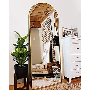 ITSRG Floor Mirror, Full Length Mirror with Stand, Arched Wall Mirror, Glassless Mirror Full Length, Gold Floor Mirror Freestanding, Wall Mounted Mirror for Bedroom Living Room (Gold)
