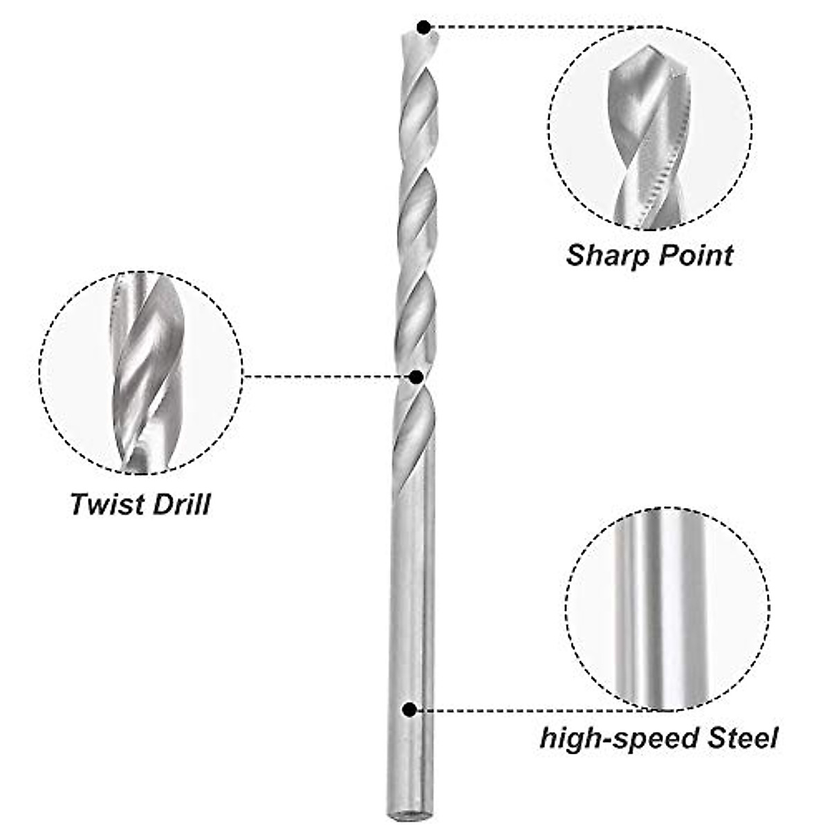 Utoolmart 3Pcs Twist Drill High Speed Steel Bit, Mini Twist Drill Bits Set, Jobber Small Twist Drill Bits, 3.8mm Twist Drill, HSS-4241 Twist Drill Bit Set, for Steel Aluminum Alloy