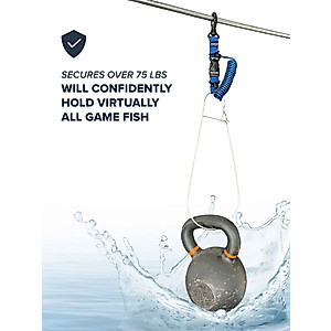 Rogue Endeavor Large, Heavy Duty Stainless Steel Game Clip Fish Stringer System + Stainless Core Coiled Lanyard. Designed for Kayak Fishing & Spearfishing. All Fish Species (Heavy Duty - Blue)