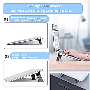 KVIFIVK Portable Laptop Stand Foldable Adjustable Height Ergonomic Design Lightweight Laptop  Suitable for Home. Office etc. Self-Adhesive (Black) 