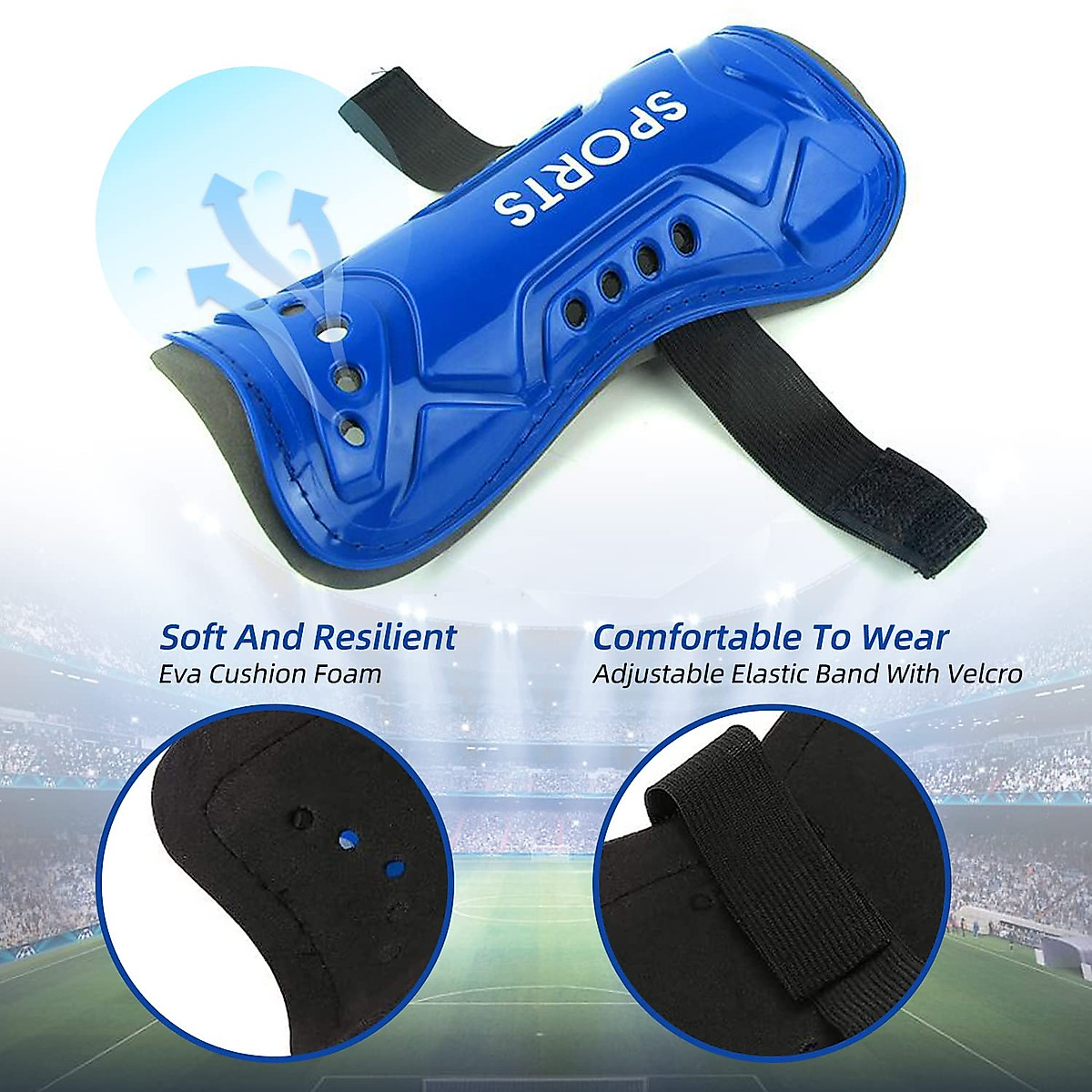 YICYC Soccer Shin Guards Kids Youth, Shin Pads and Shin Guard Sleeves for 3-15 Years Old Boys and Girls for Football Games Training, EVA Cushion Protection Reduce Shocks and Injurie