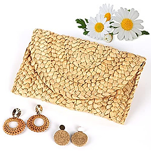 i-Keaui Straw Shoulder Bag for Women Woven Purse Clutch Straws Bags Women's Handbags Summer Beach Envelope Wallet