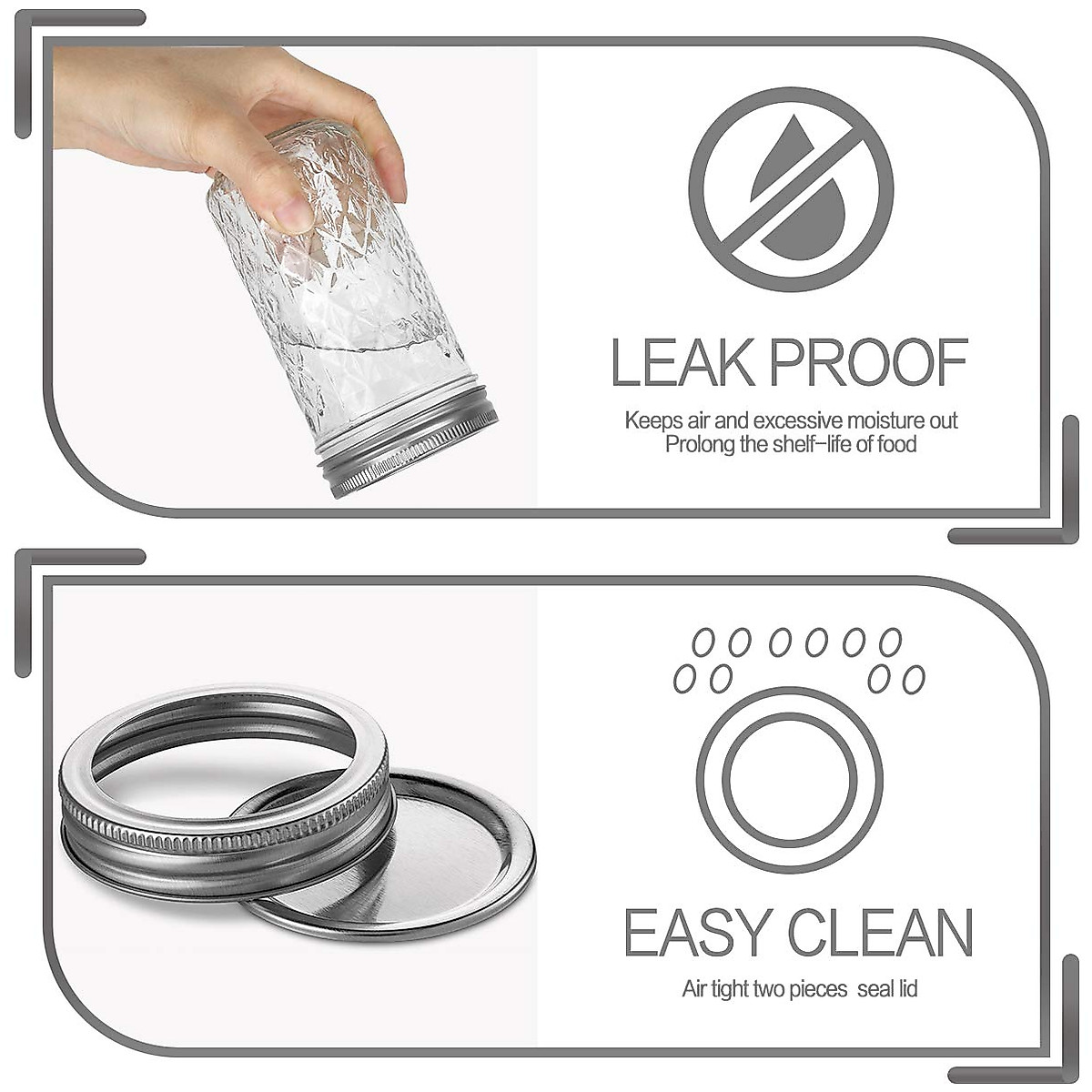 VERONES Mason Jars 12 OZ, Canning Jars Jelly Jars With Regular Lids, Ideal for Jam, Honey, Wedding Favors, Shower Favors,15 PACK