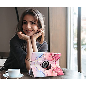 New Case for iPad 9.7 inch 2018 2017/ iPad Air 2 Case - 360 Degree Rotating Stand Protective Cover Smart Case with Auto Sleep/Wake for Apple iPad 5th/6th Generation (Marble Pink)