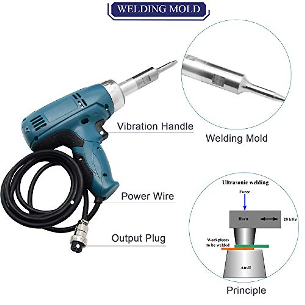 BAOSHISHAN Ultrasonic Plastic Spot Welder Plastic Welding Machine for Collecting Eggs Belt Manure Belt Farm Conveyor (500W/600W/700W/800W Adjustable)