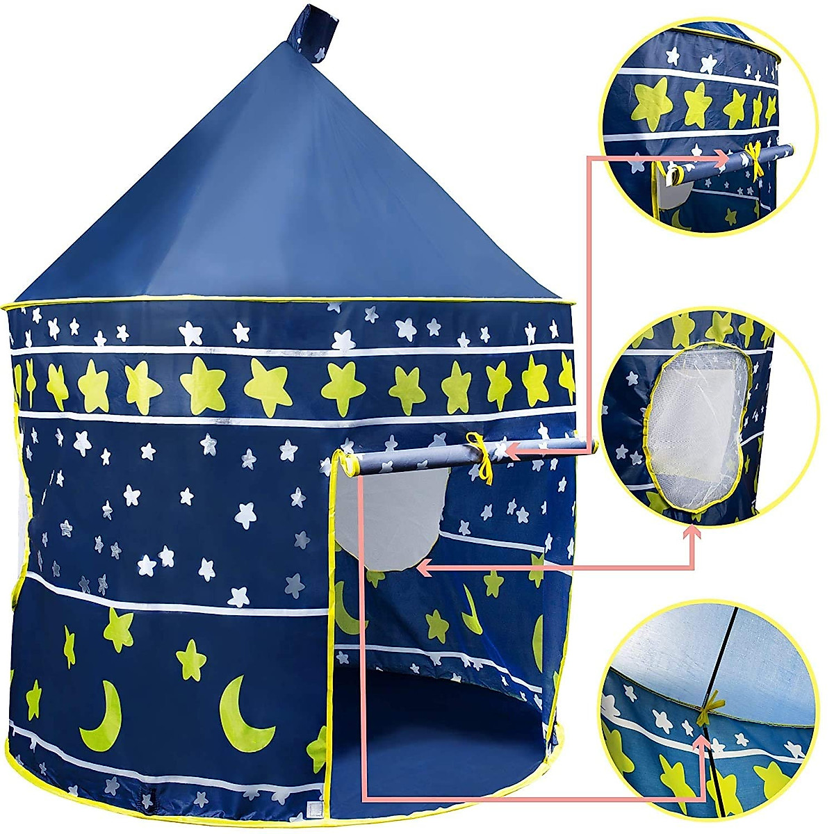 Creatov Kids Tent Toy Prince Playhouse - Toddler Play House Blue Castle for Kid Children Boys Girls Baby for Indoor & Outdoor Toys Foldable Playhouses Tents with Carry Case Great Birthday Gift Idea
