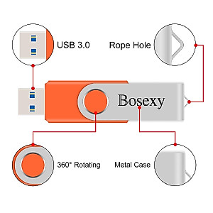 USB Flash Drive 32GB Bosexy Thumb Drive High-Speed Memory Stick for Photo Video USB3.0 Rotated Design 5Pack