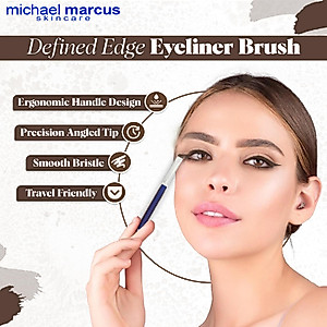 michael marcus Makeup Cake Eye Liner & Eyeliner Brush (Espresso) - Water Activated Dry Pressed, Long-Lasting & Smudge Resistant Eyeliner - Cruelty & Paraben Free - For Beginner & Pro Makeup Artist