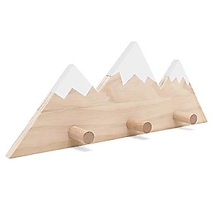 Huray Rayho Mountain Peak Wall Hook Wooden Snowy Mountain Kids Nursery Decor Woodland Adventure Entrance Coat Towel Hook Scandinavian Rustic Hanging Decors Housewarming Newborn Baby Shower Gifts