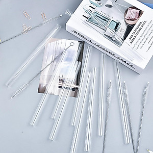 20 Pieces 8 Inches Long Clear Glass Tubes for Art DIY Laboratory, 12mm OD 8mm ID 2mm Thick Wall Glass Borosilicate Blowing Tubing with 5 Cleaning Brush