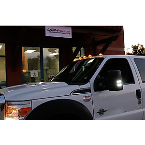 iJDMTOY Smoked Lens Switchback LED Side Mirror Marker Lamps Compatible With 2008-16 Ford F250 F350 F450 Super Duty, (2) Smoked Lens, White LED Parking Light, Amber LED Turn Signal Light