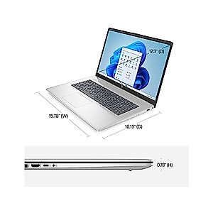 HP 2022 17.3" HD+ BrightView Laptop, Intel Core i3-1115G4 Processor (Beats i5-1035g1), 32GB RAM, 1TB PCIe SSD, Intel UHD Graphics, HD Webcam, HD Audio, Windows 11, Silver, 32GB Snowbell USB Card