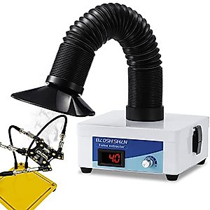 BAOSHISHAN Fume Extractor Smoke Absorber Fan for DIY Soldering Work, Phone Repair, Electric Iron Welding, 3d Printing, Cotton, H-E-P-A & Carbon 3-STAGE Filter Desktop Portable