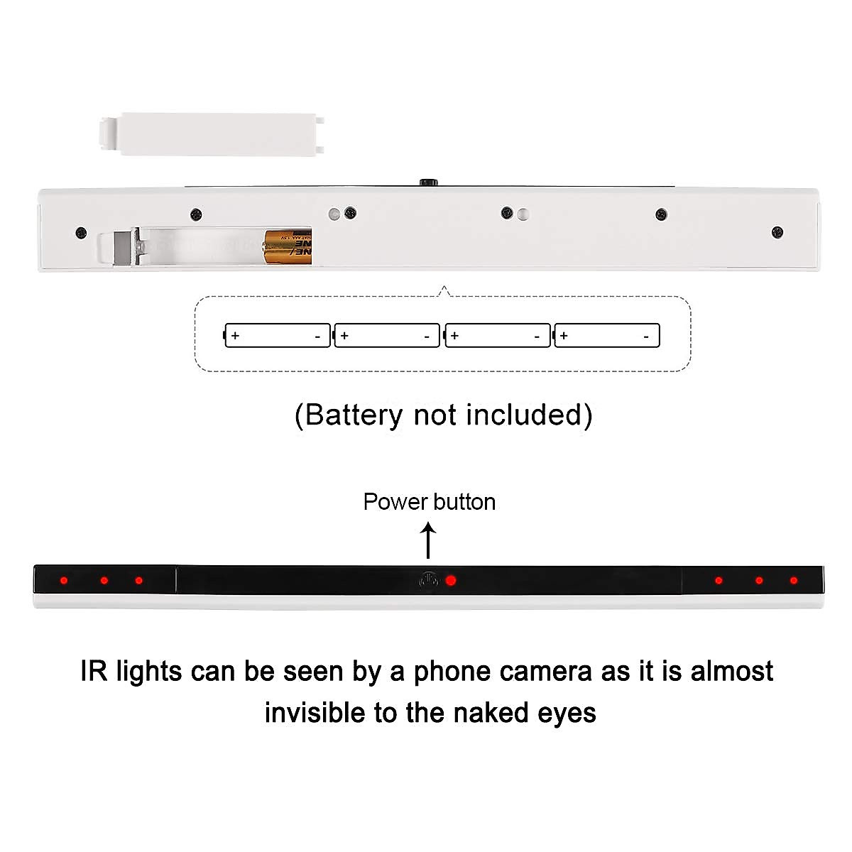 Aokin Sensor Bar for Wii, Replacement Wireless Infrared Ray Sensor Bar for Nintendo Wii and Wii U Console, Includes Clear Stand, White