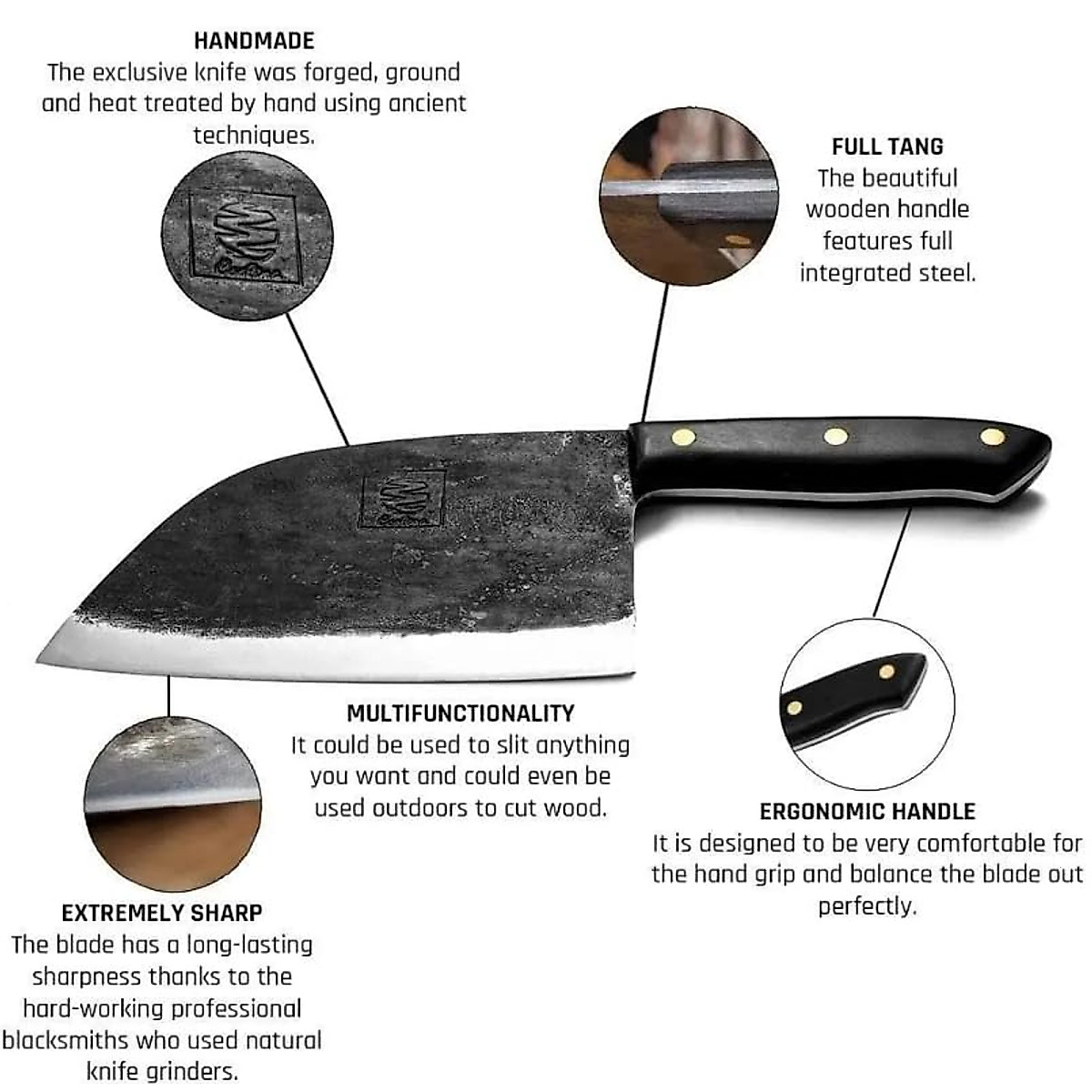 COOLINA The Real Duo Lixy & Promaja High Carbon Steel Knife Set, Butcher's Knife for Meat & Bone, Versatile Chef’s Knife for Chopping & Dicing, Full Tang, Ergonomic Handles, Perfect for BBQ & Grill