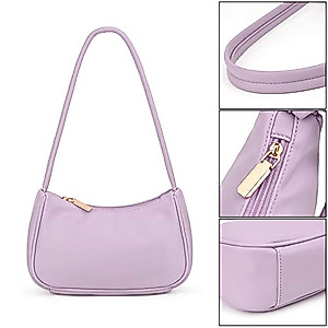 UTO Mini Purses for Women Ultra Soft Leather Vegan Lightweight Clutch Handbag Shoulder Bag Dark Purple