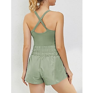 MISSACTIVER Women Tennis Dress Workout Dress with Built in Shorts Sleeveless Crisscross Backless Summer Athletic Mini Dress(Medium,Cyan)