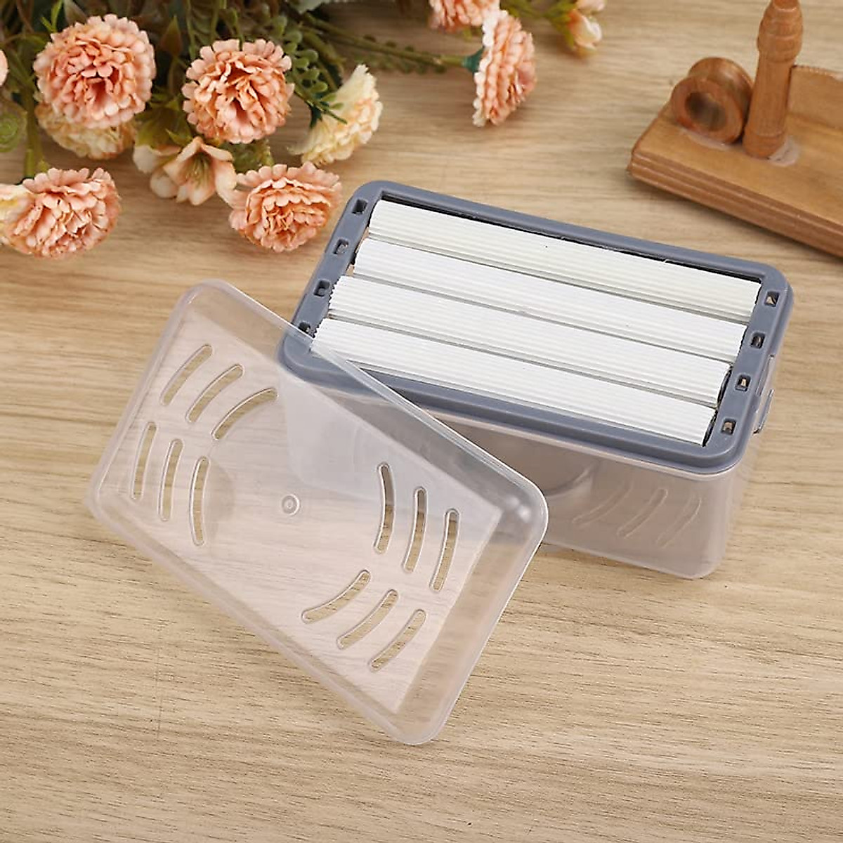 ReignSword 2 in 1 Foaming Soap Box with Roller Bubbler, Multifunctional Soap Tray Dispenser with Drain Hole Spring for Bathroom Kitchen