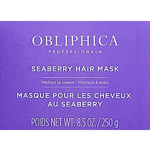Obliphica Seaberry Hair Mask - Deep Conditioning Hydrating Treatment for Dry and Damaged Hair - Moisturizing Hair Repair and Growth Mask for Medium, Coarse, and Color-Treated Hair - 8.5 Ounces