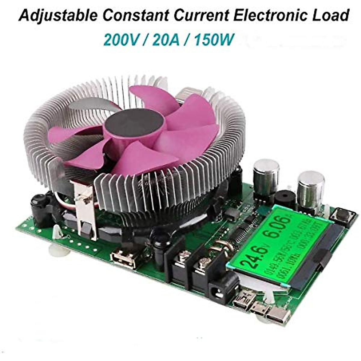 Electronic Load Tester, 150W 200V 20A USB Load Tester, Adjustable Constant Current Electronic Load Battery Capacity Tester Module