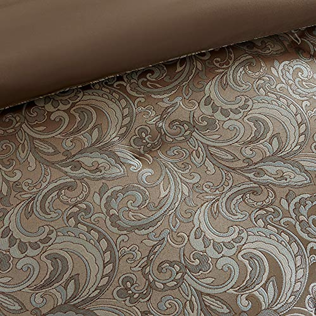 Madison Park Essentials Brystol 24 Piece Room in a Bag Faux Silk Comforter Jacquard Paisley Design Matching Curtains Down Alternative Hypoallergenic All Season Bedding-Set, King (104 in x 92 in), Blue