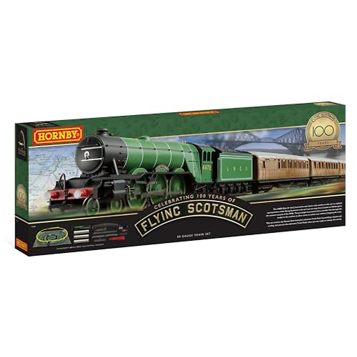 Hornby The Flying Scotsman A1Class 4472 OO Electric Model Train Set HO Track with US Power Supply R1255M , Green