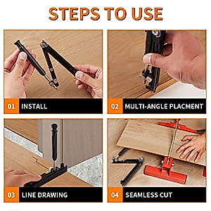 Newisdomake Multi-Function Scribing Tool, Construction Aluminum Alloy Scribe Tool with Deep Hole Pencil for DIY Woodworking, Compass Contour Gauge, Floor Corner Line Maker