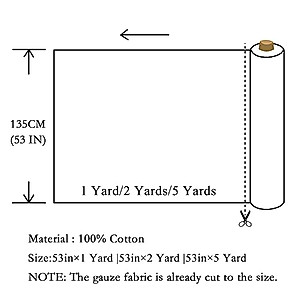 Wrinkle Gauze Cotton Material Quilting Sewing Craft Fabric Table Runners Decor Cloth for Party, Wedding Cheesecloth Kitchen Cooking (5Yard, White)