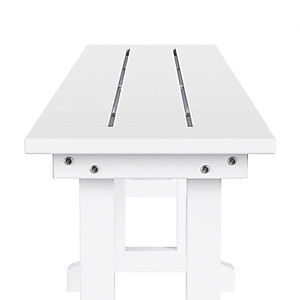 WO Outdoor Furniture 65” Long Trestle Horizontal Poly Lumber Bench Seat Chair, UV and Weather Resistant, Perfect for Dining, Patio, Garden, Balcony, Porch, Backyard, (White)