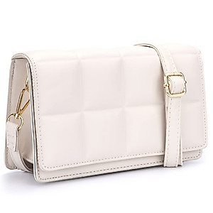 Olivia Miller Women's Fashion Kai Quilted Texture PU Vegan Leather w Front Flap n Removable Strap, Black Small Crossbody Bag, Evening Everyday Casual Work Purse Handbag