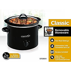 Crock-Pot 2-QT Round Manual Slow Cooker, Black (SCR200-B)