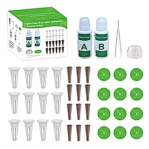 Seed Pods Kit for Aerogarden Pods,Hydroponic Accessories for Aerogarden Seed Pods,Grow Anything Kit with 12pcs Grow Sponges,Grow Baskets,Labels,Grow Domes, 1 Tweezers and 1 Set of A&B Solid nutrients.